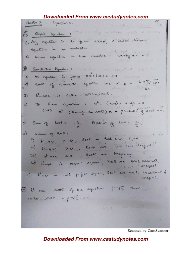 Equation Handwritten Notes | PDF