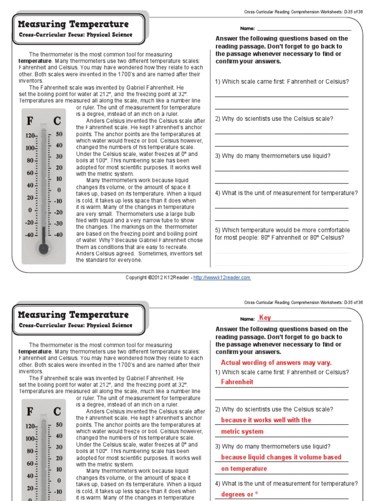 Gr4 Wk35 Measuring Temperature | PDF | Fahrenheit | Thermometer