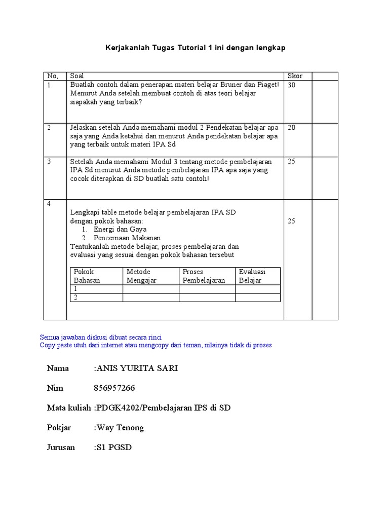 Tugas Tuton 1 PDGK4202 Anis. | PDF