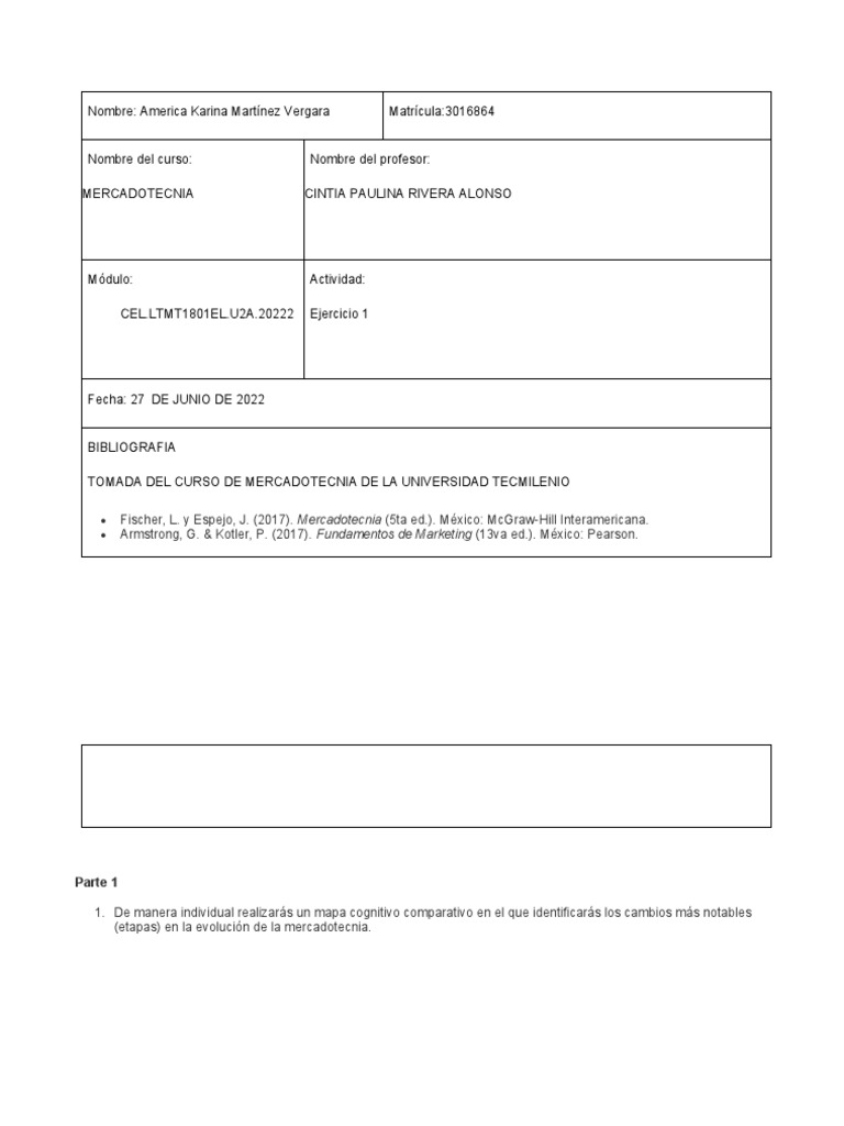 Actividad 1 Mercadotecnia | PDF | Marketing | Economias