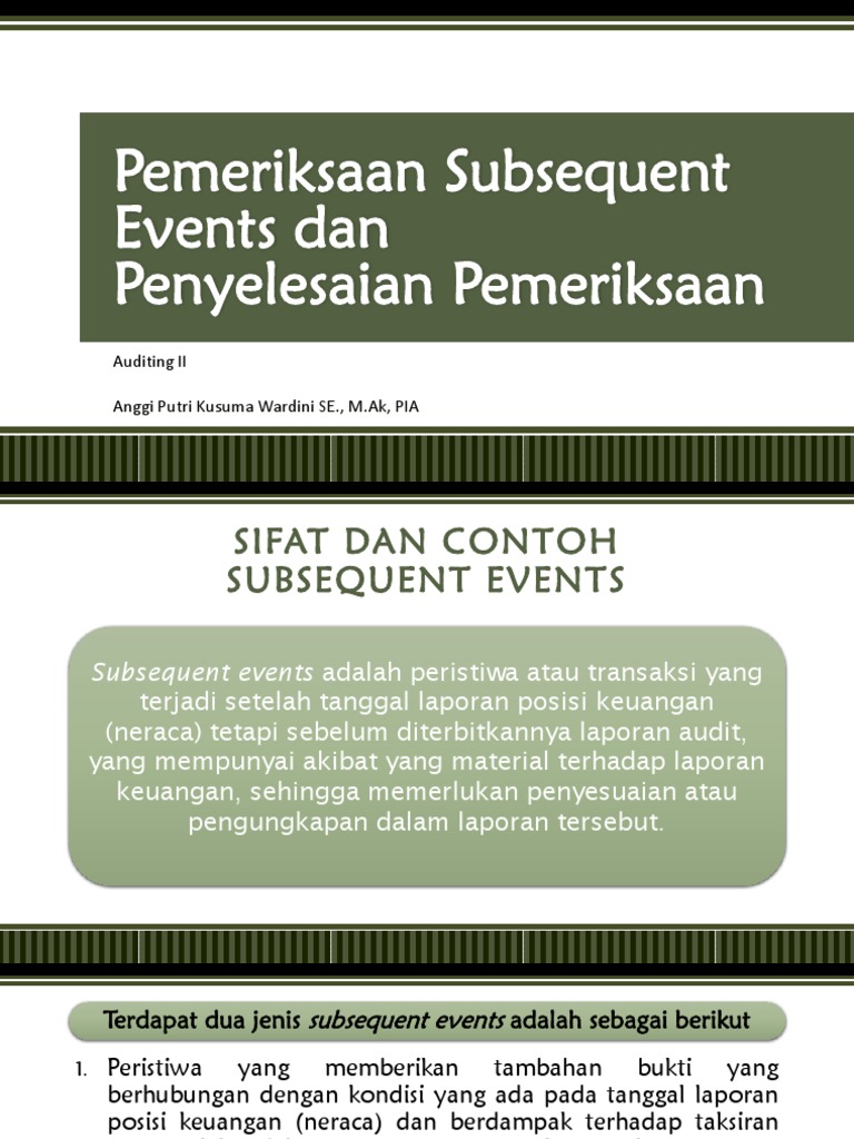 Audit Subsequent Events dalam Akuntansi | PDF