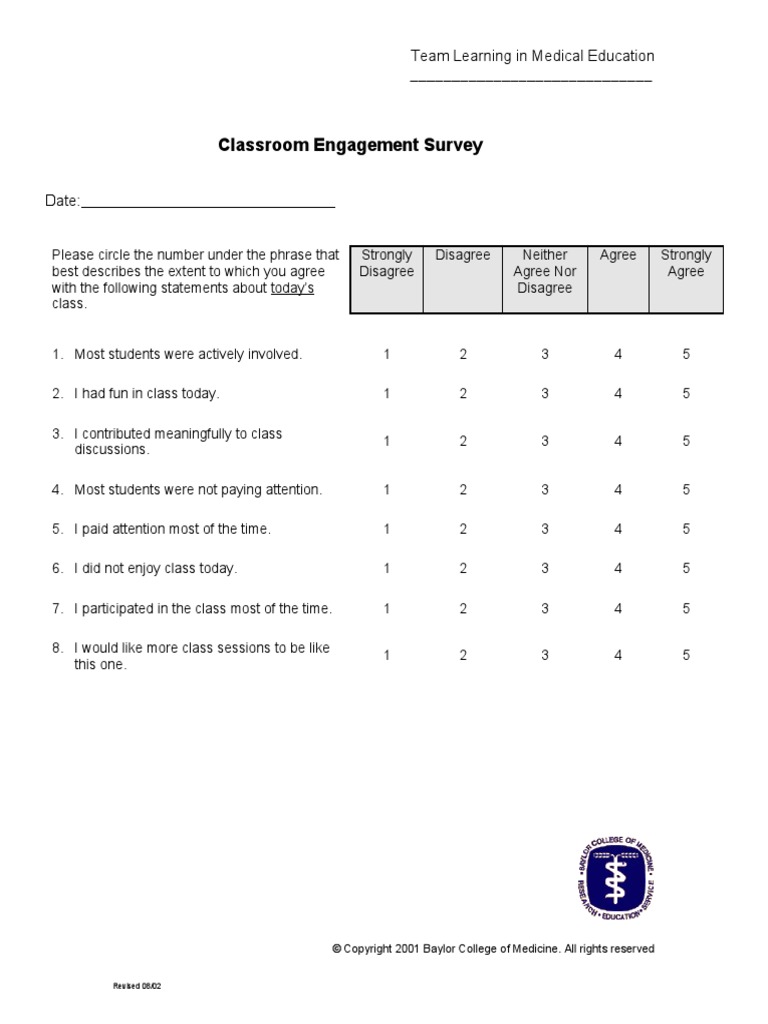 Classroom Engagement Survey (CES) | PDF