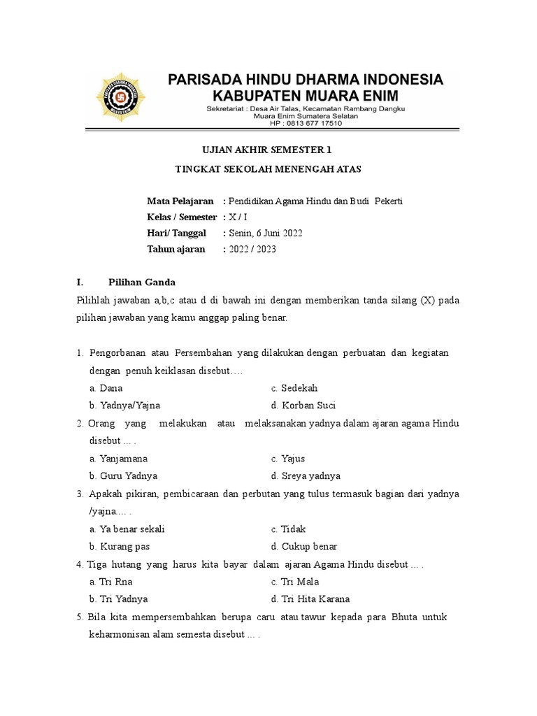 Soal Uas Sma 1 | PDF