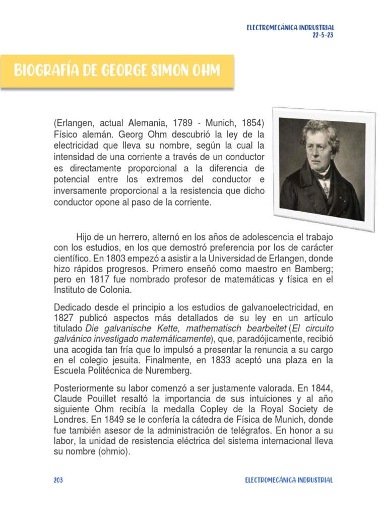 Biografía de George Simon Ohm | PDF