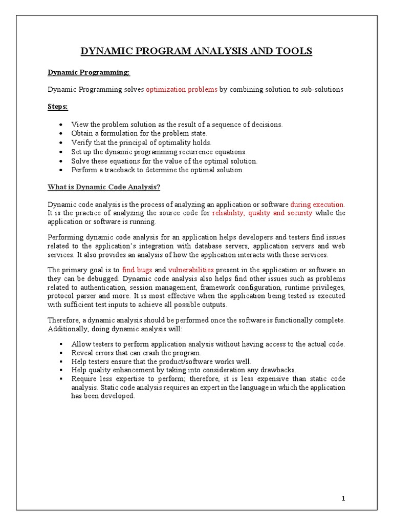 Dynamic Program Analysis And Tools Pdf