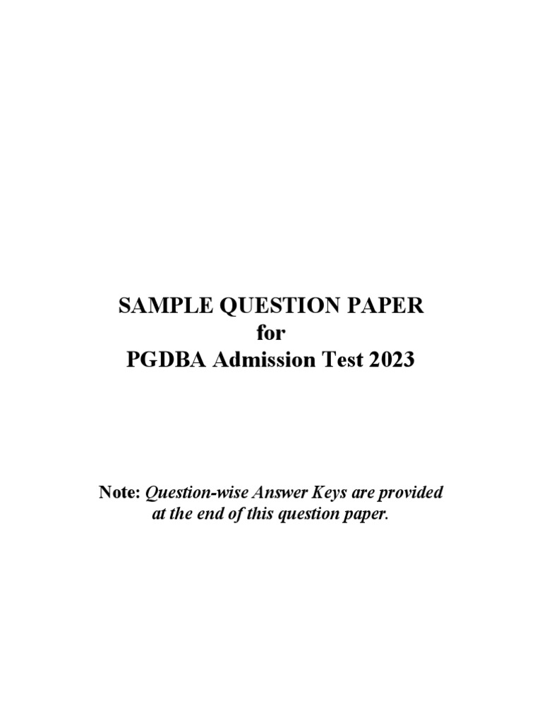 PGDBA Sample Question 2023 | PDF | Surveillance | Intelligence Quotient