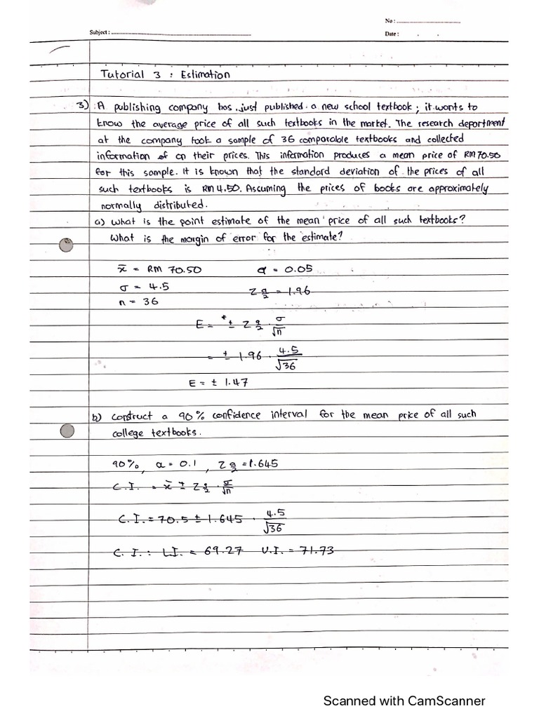 Tutorial 3 Estimation | PDF
