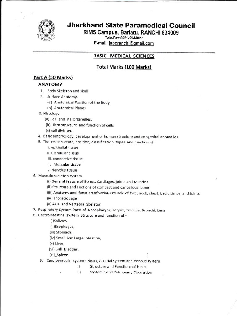 Paramedical Syllabus | PDF