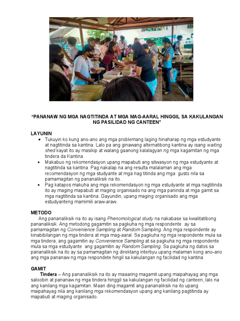 "Pananaw NG Mga Nagtitinda at Mga Mag-Aaral Hinggil Sa Kakulangan NG ...