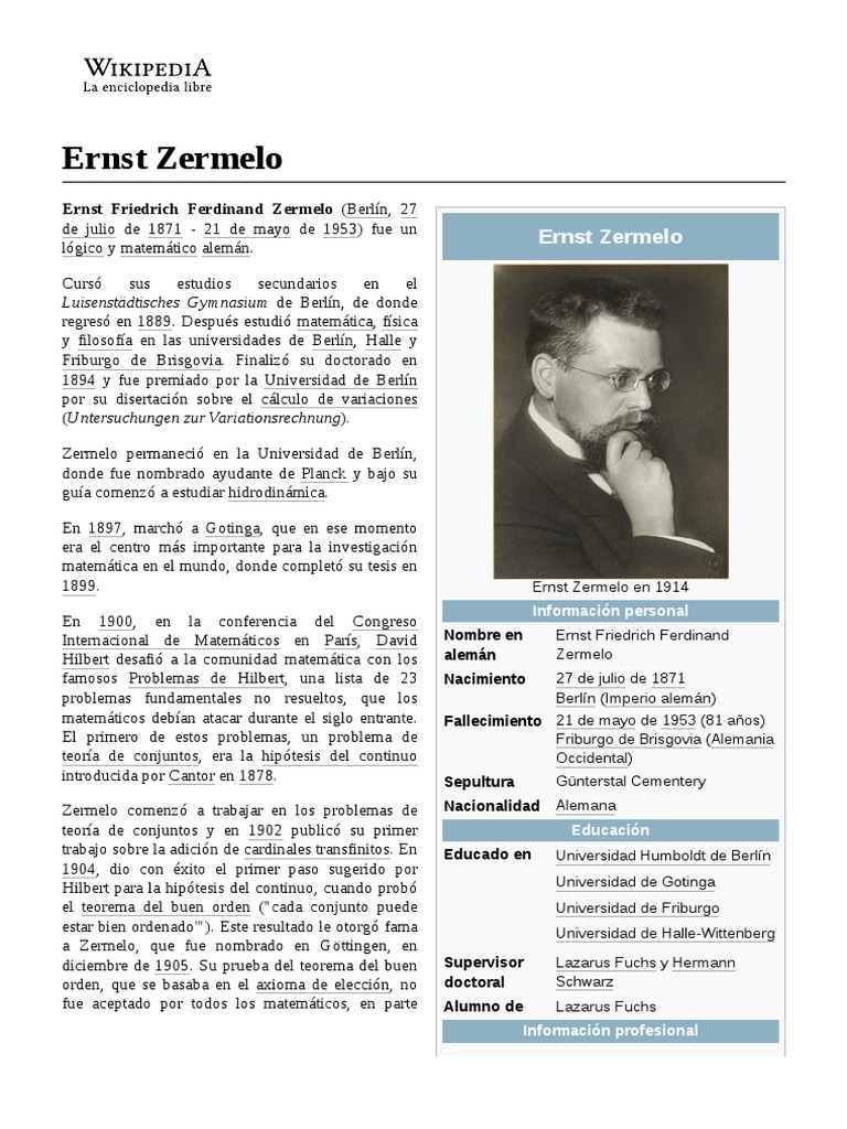 Ernst Zermelo | PDF