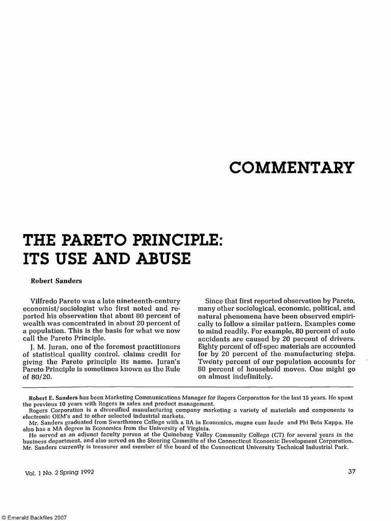 The Pareto Principle - Its Use and Abuse | PDF | Sales | Profit (Economics)