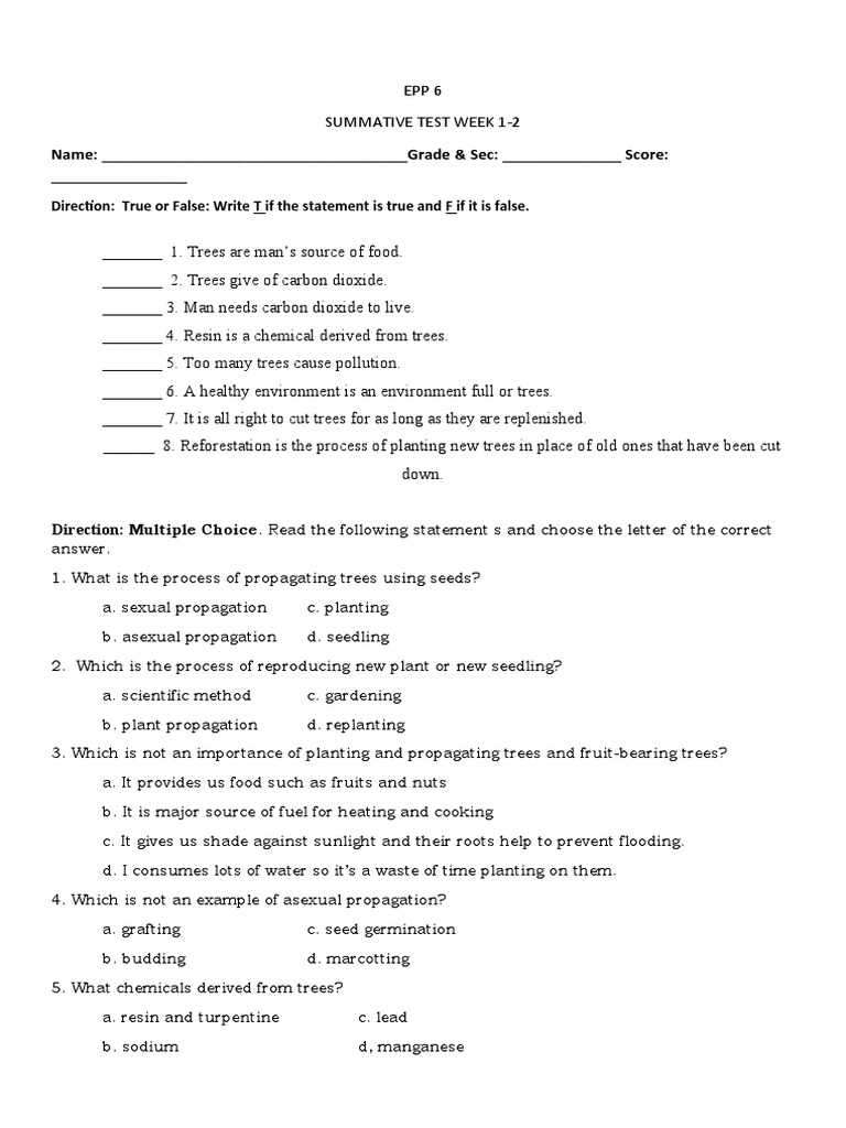 EPP 6 Summative | PDF | Trees | Grafting