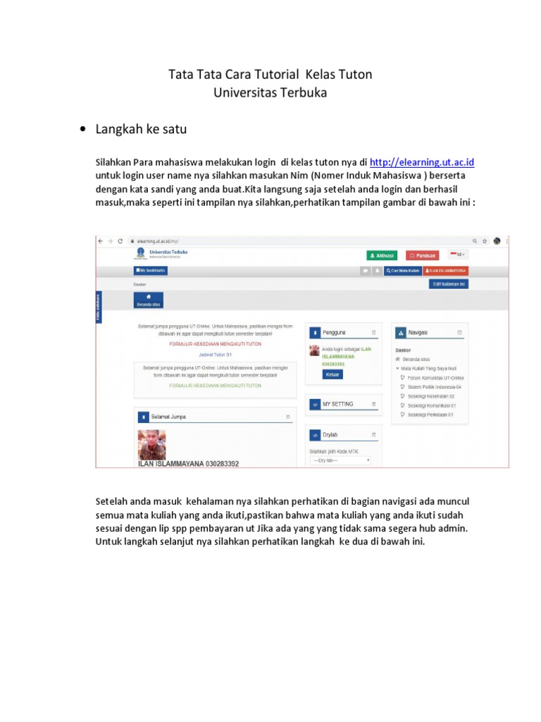 Tata Tata Cara Tutorial Pengisian Kelas Tuton Pdf