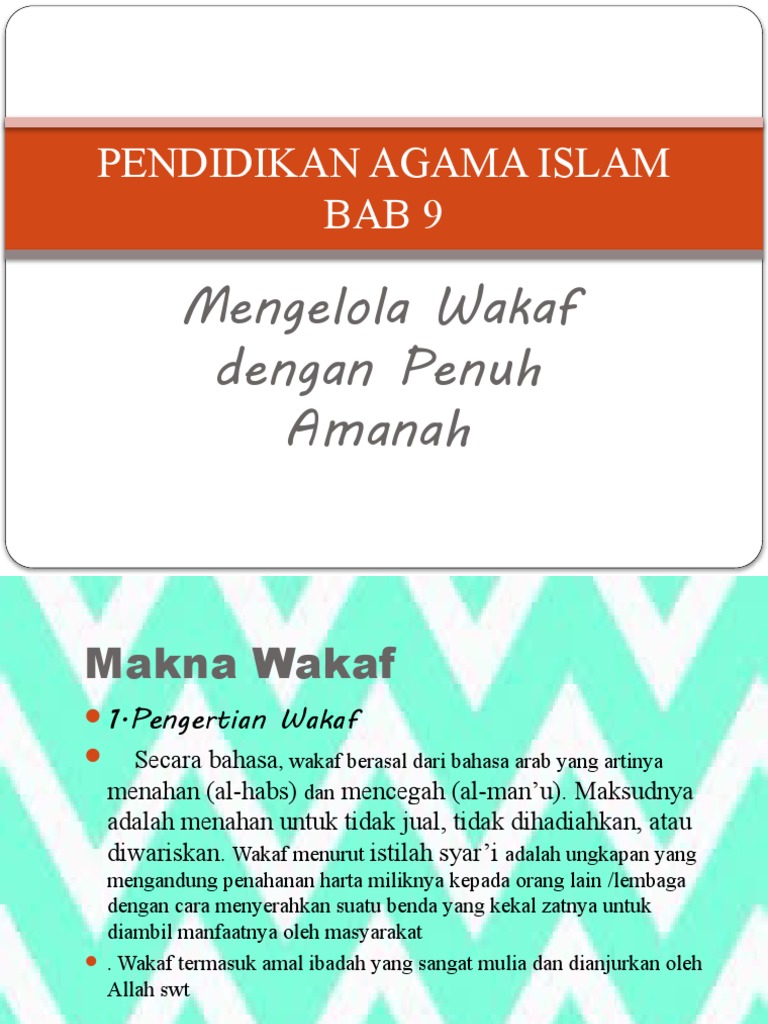 Power Point Pai Kelas X Mengelola Wakaf | PDF
