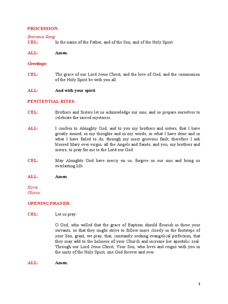 Rites For The First Profession | PDF | Jesus | Mary, Mother Of Jesus