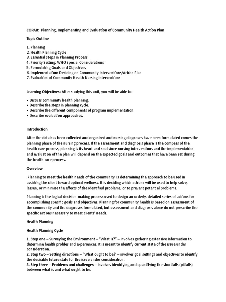 COPAR Planning Implementing and Evaluating | PDF | Evaluation | Nursing