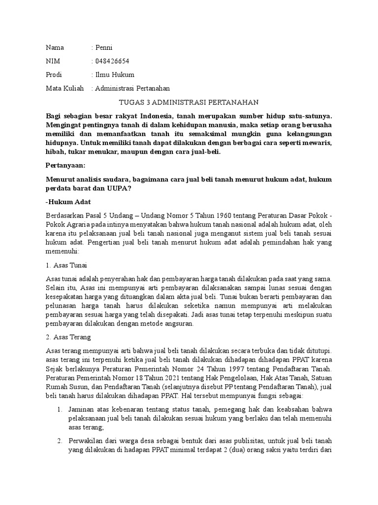 Tugas 3 Administrasi Pertanahan | PDF