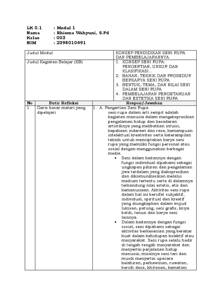 LK 01. MODUL 1 - Rhisma | PDF