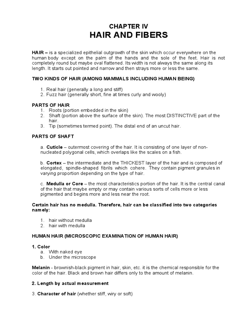 Chapter 4 Hair And Fibers Pdf Hair Acid