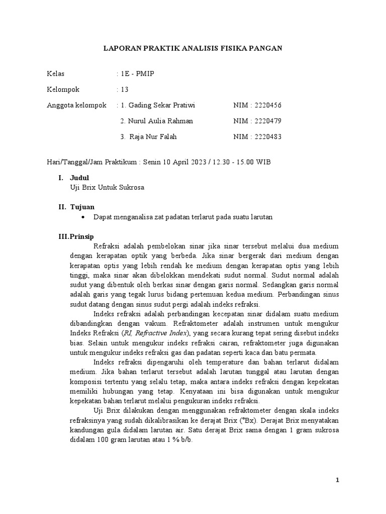 UJI BRIX + Kesimpulan | PDF