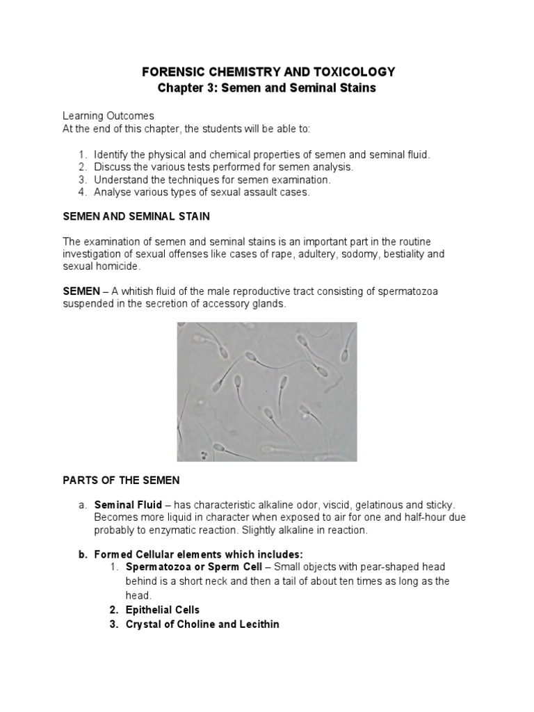 Chapter 3 Semen and Seminal Stain | PDF | Semen | Staining