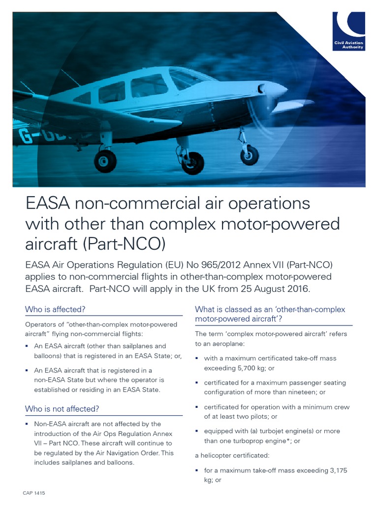 EASA Part-NCO for Non-Commercial Flights | PDF