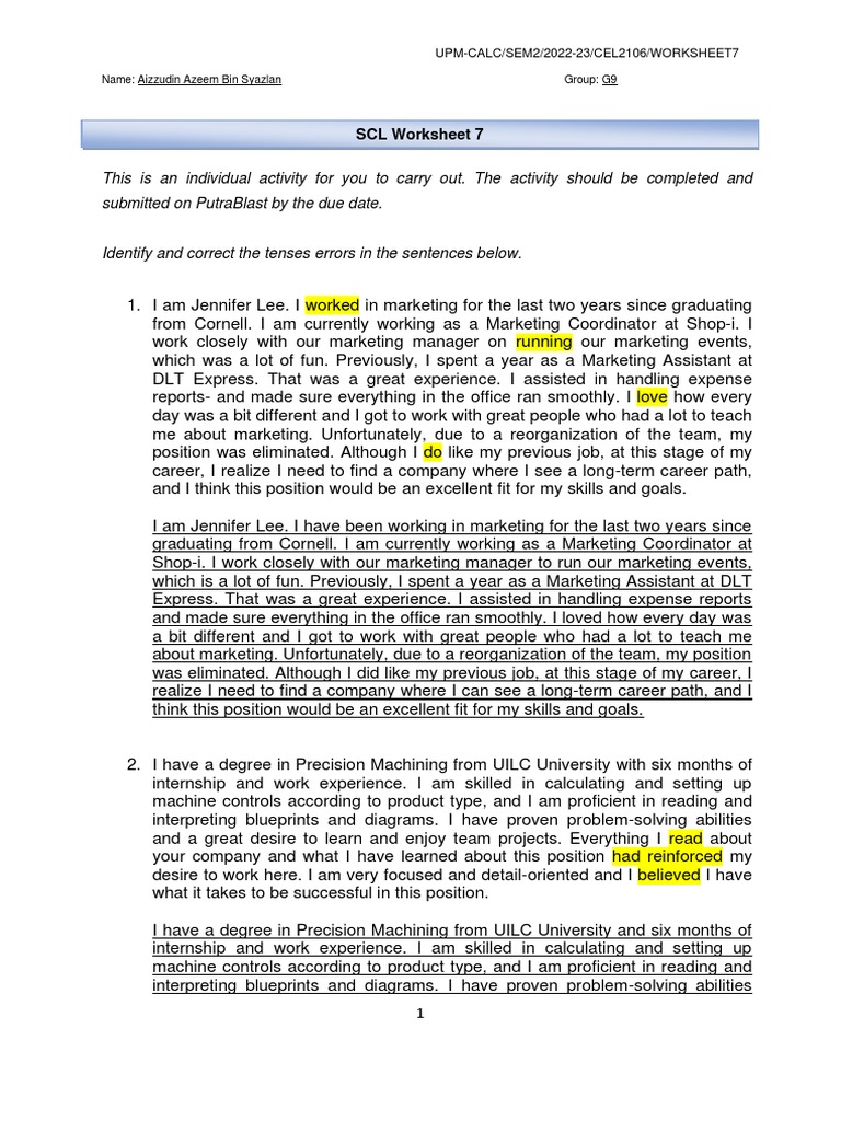 Cel2106 Scl Worksheet 7 Pdf