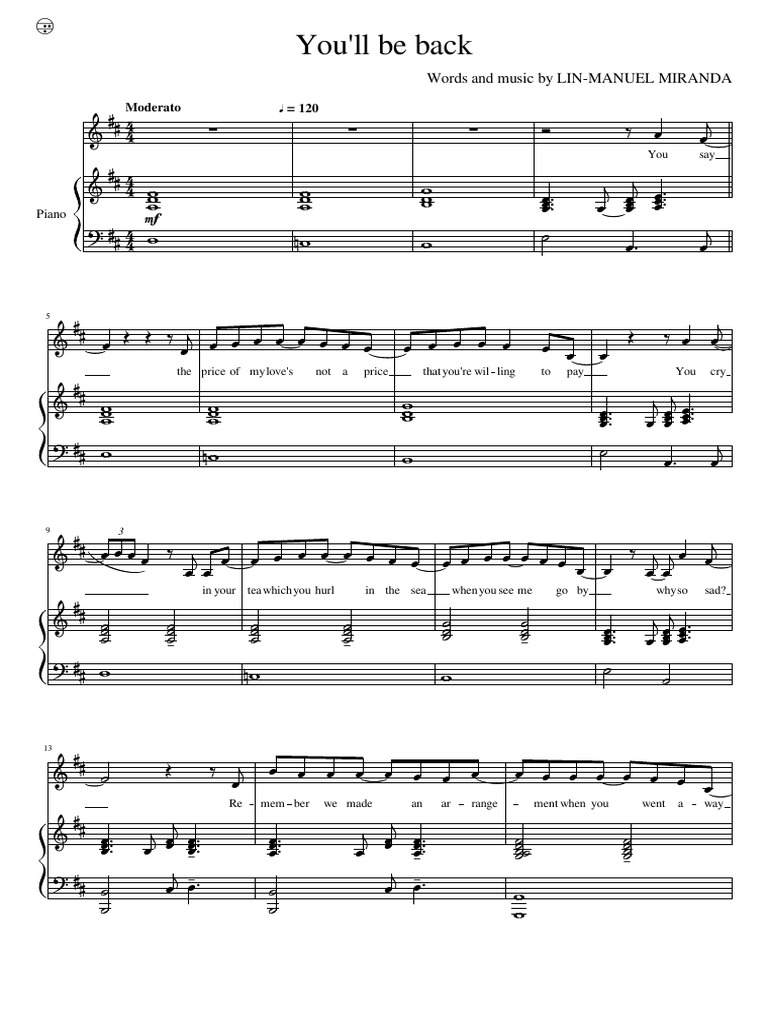 Hamilton - Youll Be Back | PDF