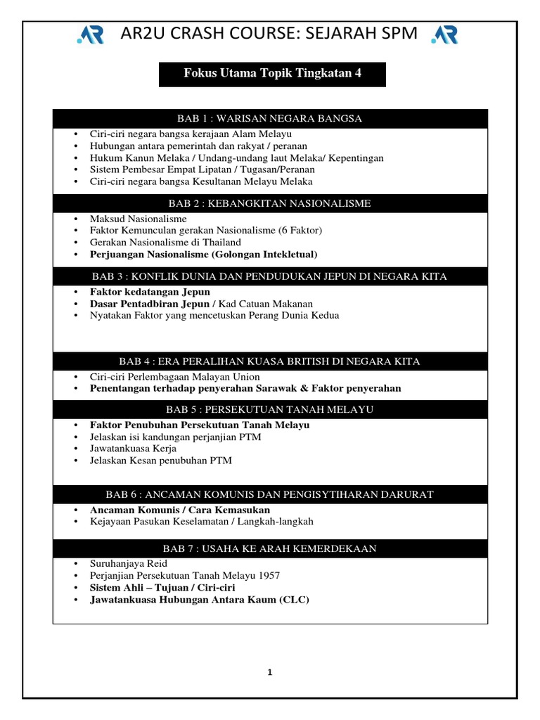 Sejarah Set 1 CC | PDF