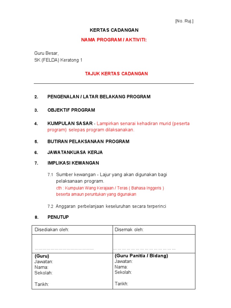 CTH - Kertas Cadangan Program Sekolah - Liza | PDF