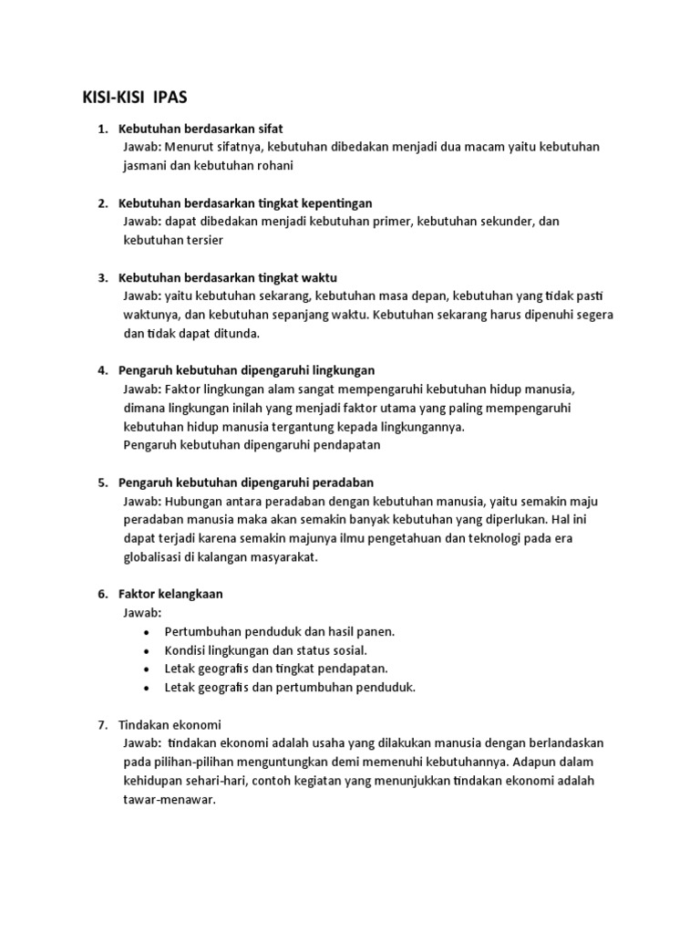 Kisi Kisi Ipas | PDF
