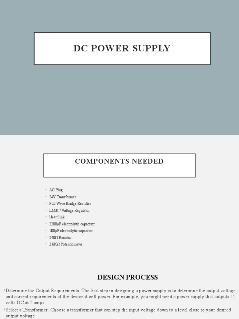 DC Power Supply | PDF | Rectifier | Power Supply