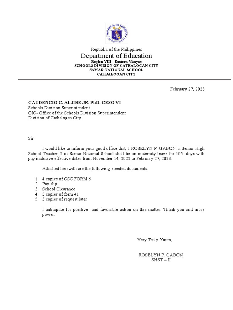 Request Letter Reinstatement Gabon | PDF