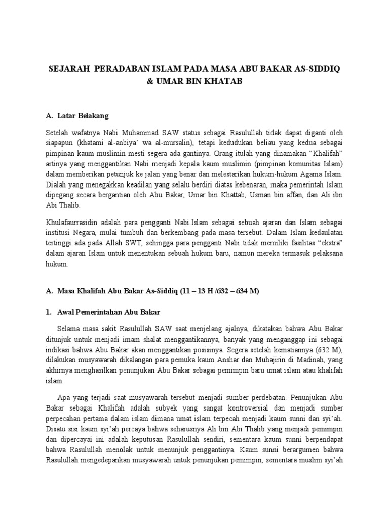 Abu Bakar Dan Umar | PDF