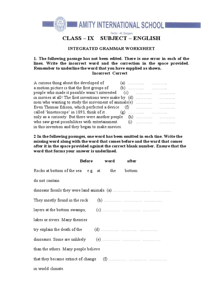 Class IX Integrated Grammar | PDF | Ellipsis