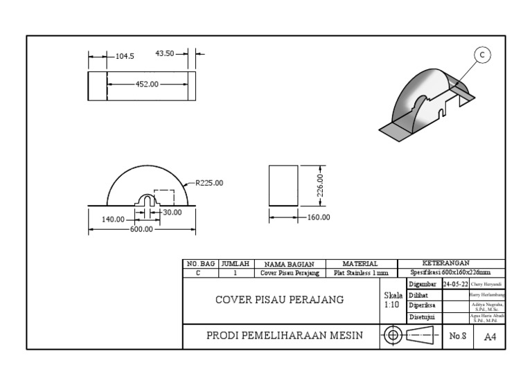 DWG Cover Pisau Perajang | PDF