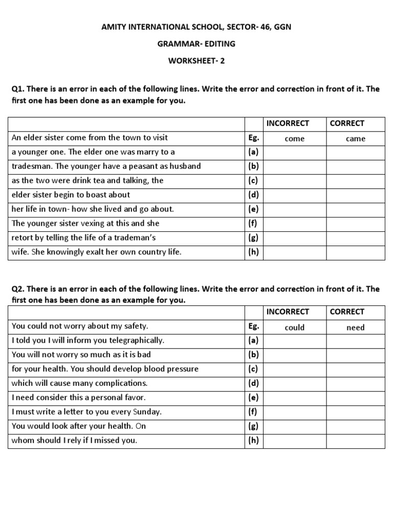 Integrated Grammar Worksheet 2 | PDF