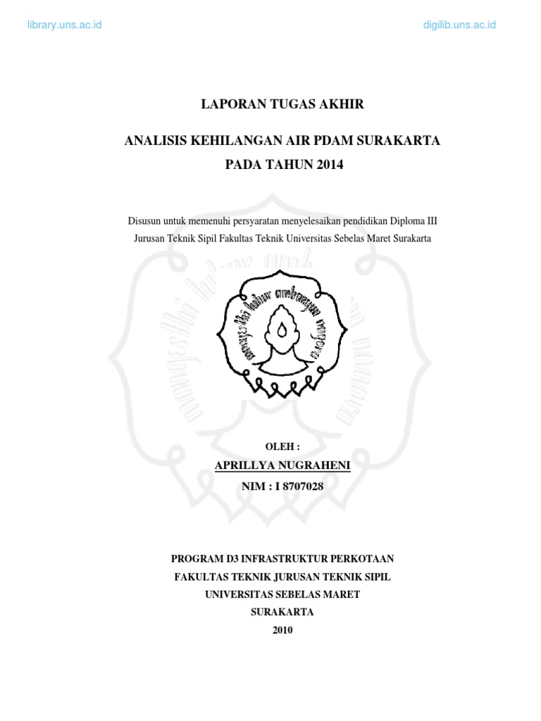 Analisis Kehilangan Air PDAM Surakarta Pada Tahun 2014 Abstrak | PDF