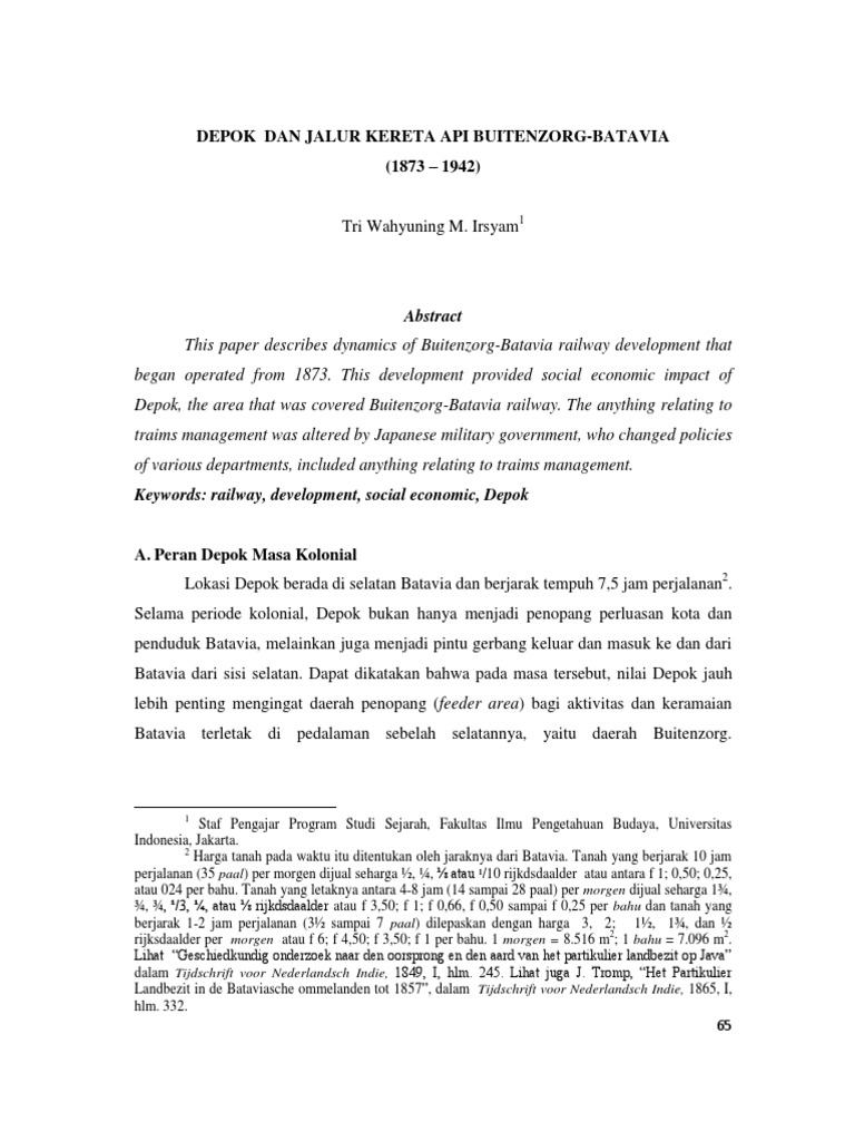 Depok Dan Jalur Kereta Api Buitenzorg-Batavia | PDF