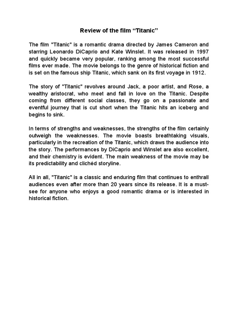 Review of The Film "Titanic" | PDF