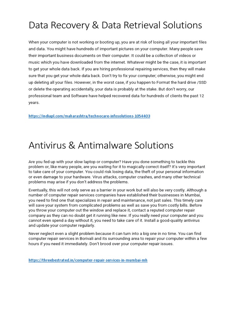 TechnoCare InfoSolutions Mumbai Posts | PDF