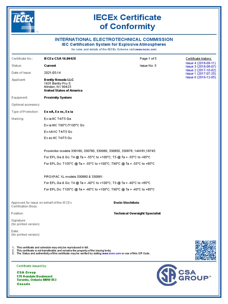 IECEx CSA 16.0042X 005 | PDF | Electrical Engineering | Electricity
