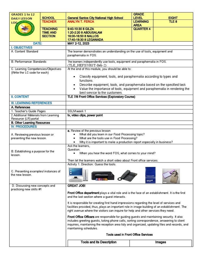FOS Week-1 DLP | PDF | Learning | Teachers