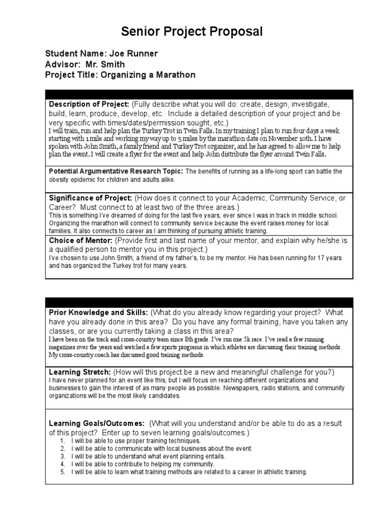 Sample Senior Project Proposal | PDF