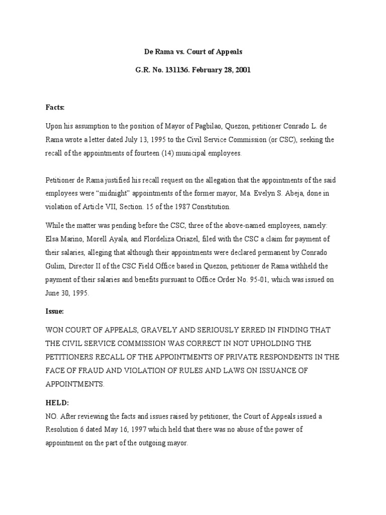 De Rama vs. Court of Appeals Case Summary | PDF | Constitution | Public Law