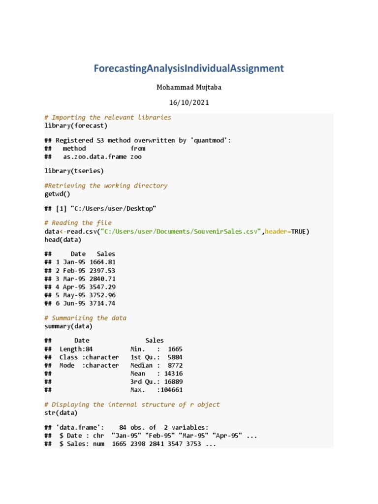 ForecastingIndividualassignment_MohammadMujtaba_12020063 | PDF | Stationary Process | Errors And ...