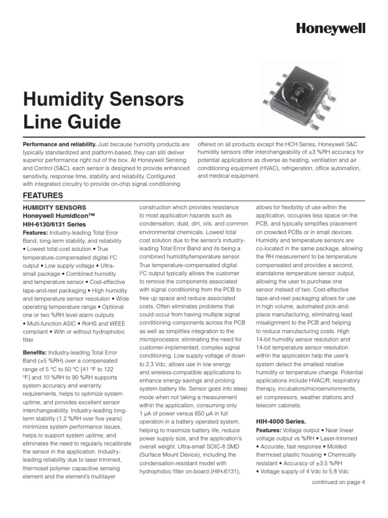 Humidity Sensors Line Guide: Features | PDF | Relative Humidity | Sensor