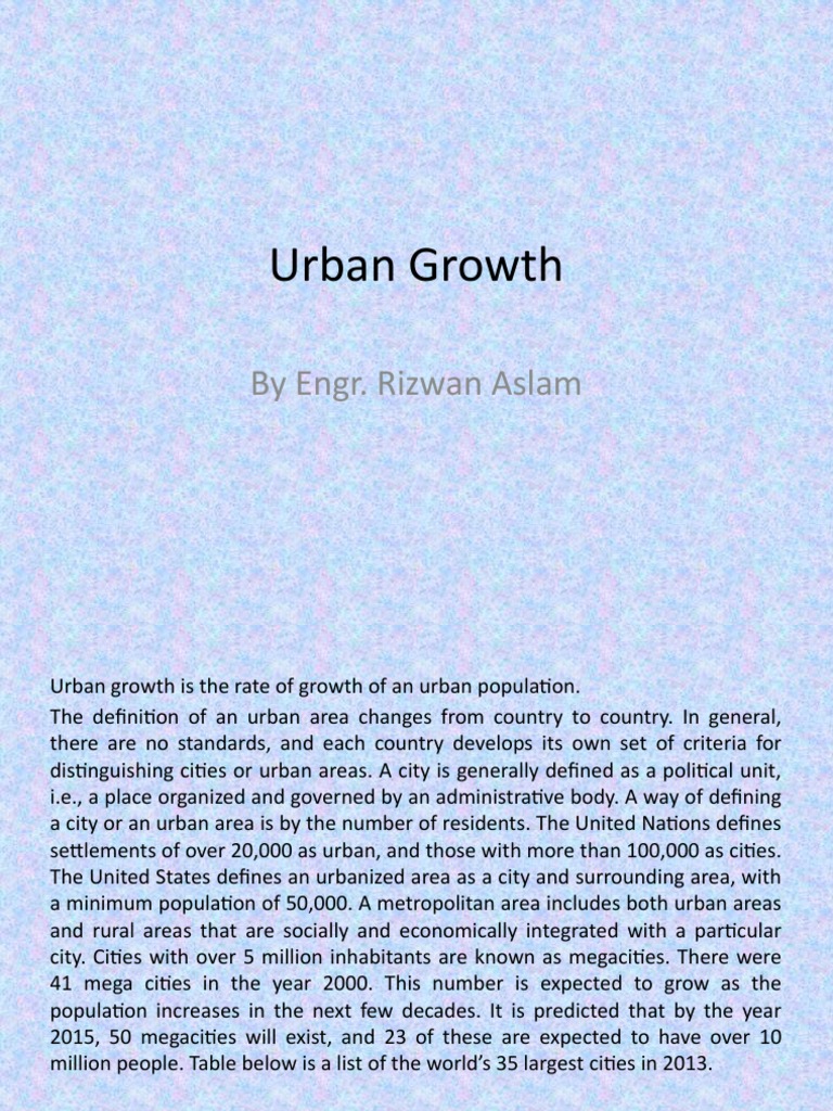 Lec 05 Urban Growth | PDF | Urban Sprawl | Urbanization