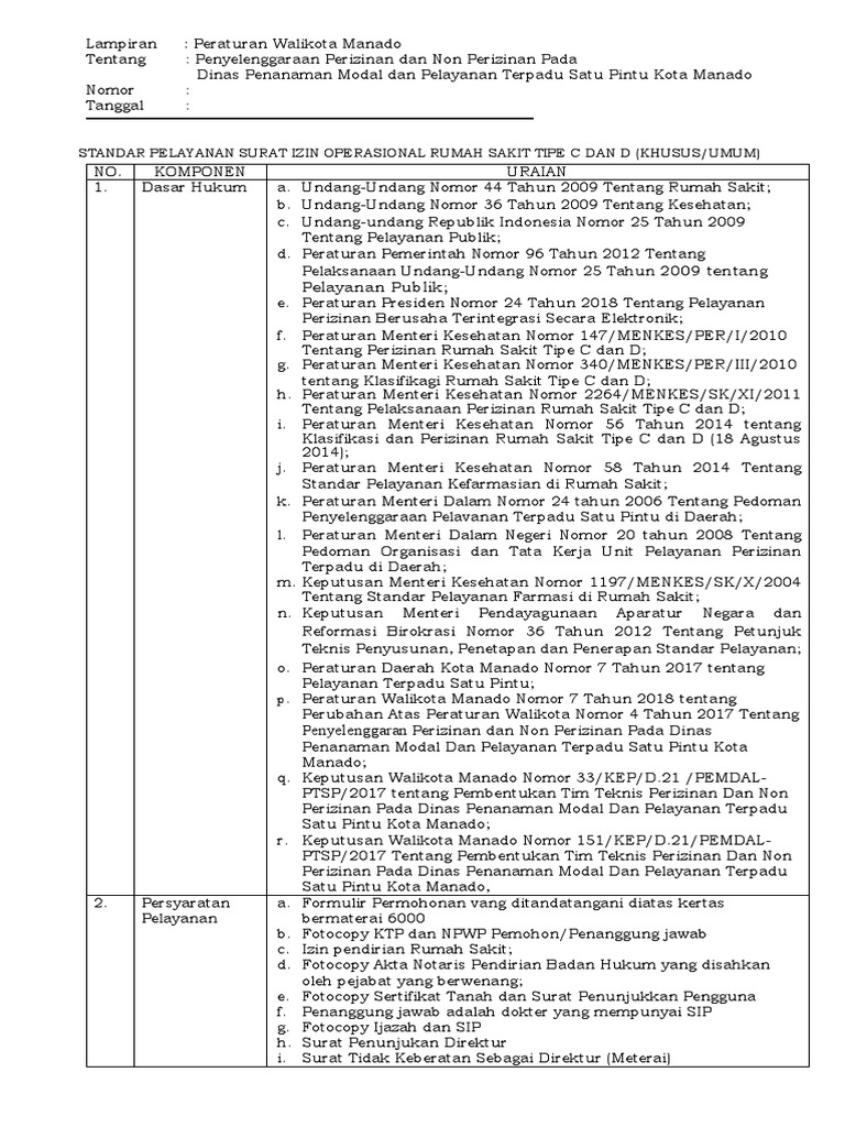 Izin Operasional Rumah Sakit Tipe C Dan D | PDF