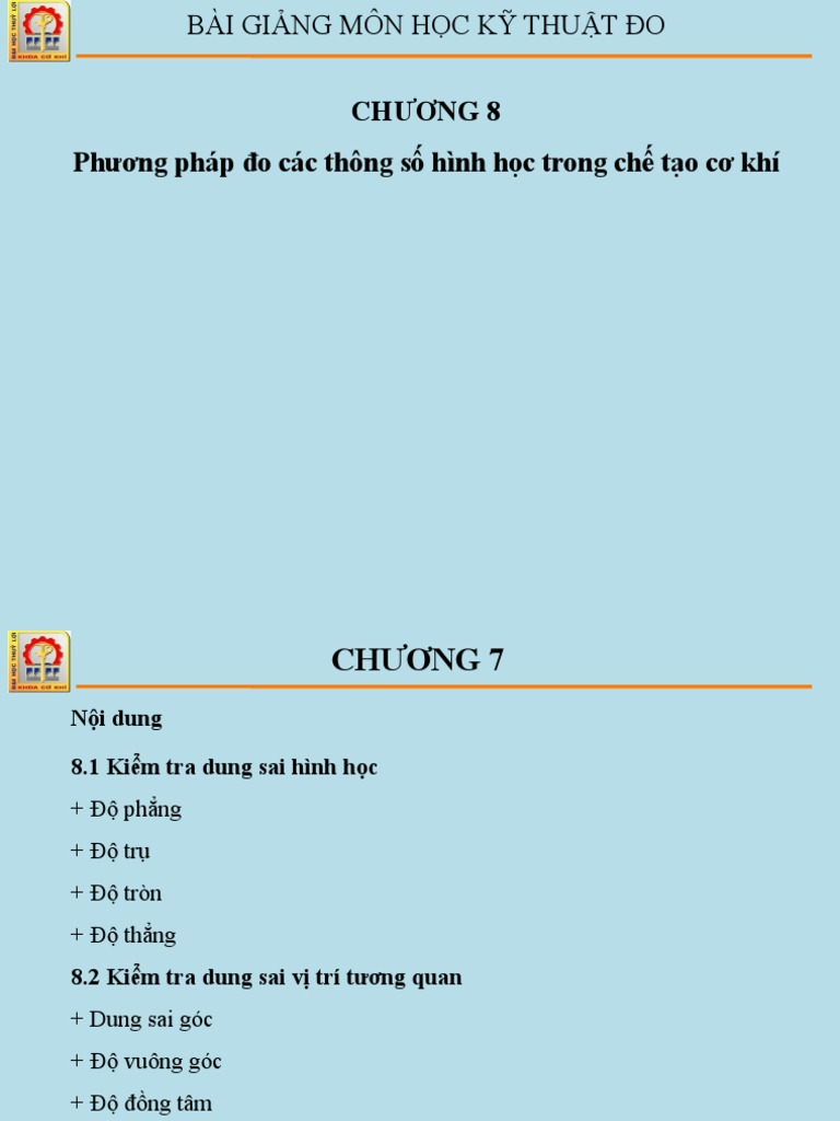 Chuong 8 Phuong Phap Kiem Tra Dung Sai Hinh Hoc Va Vi Tri Tuong Quan | PDF